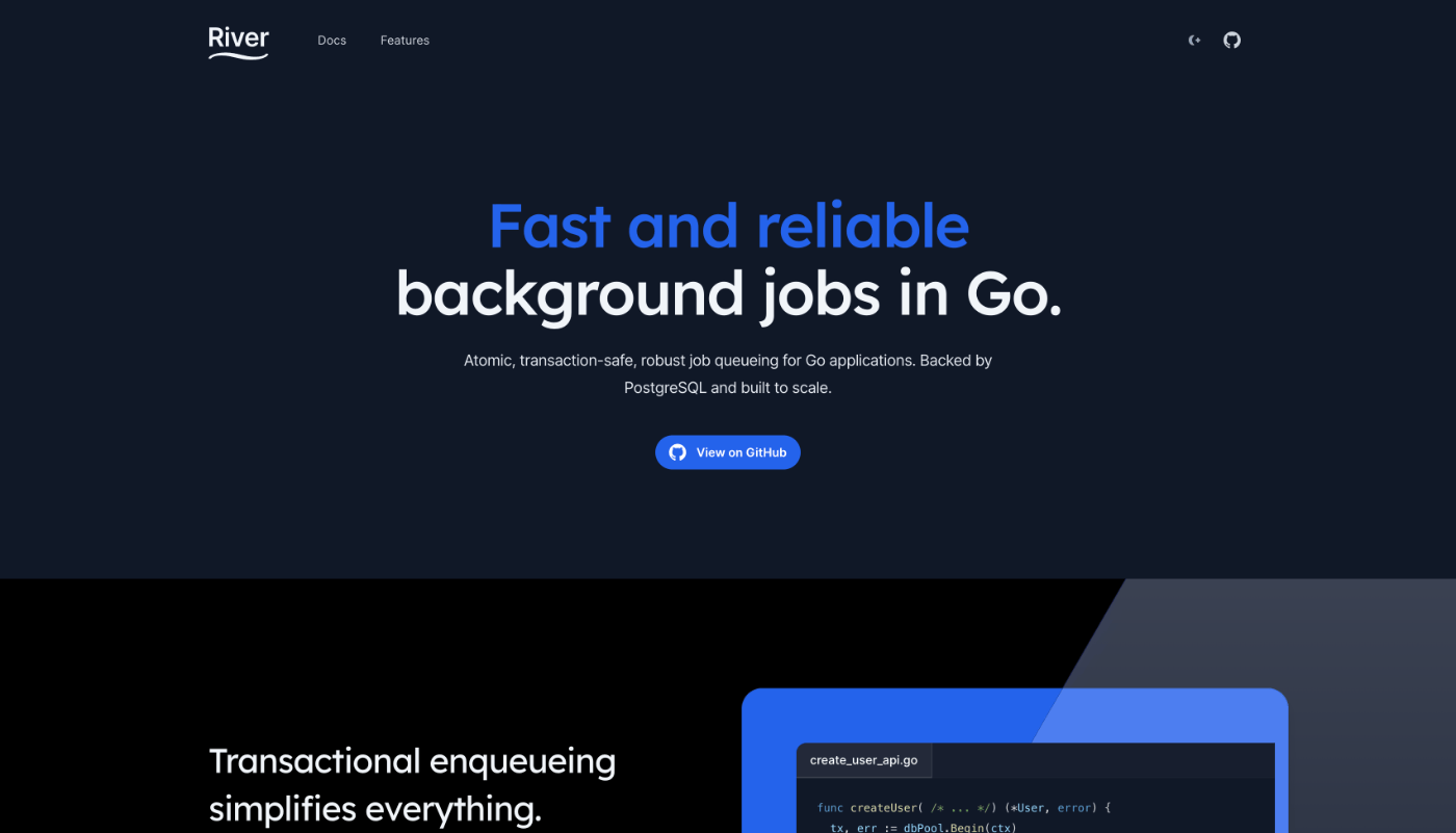 River: a Fast, Robust Job Queue for Go + Postgres